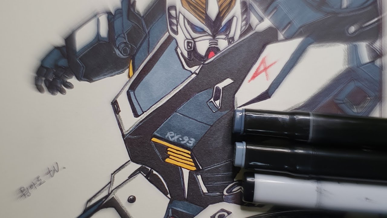 건담 RX-93v 그리기/RX-93 ν Gundam drawing. - YouTube