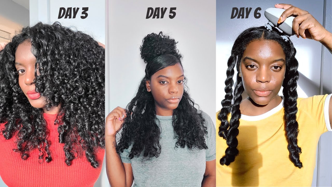 1 WEEK CURLY HAIR VLOG: WASH DAY TO DAY 6 ROUTINE; REFRESHING, STYLING ...