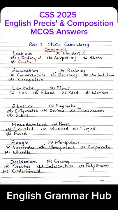 CSS 2025 English Precis & Composition MCQS Solved with answers #cssenglish #css2025 - YouTube