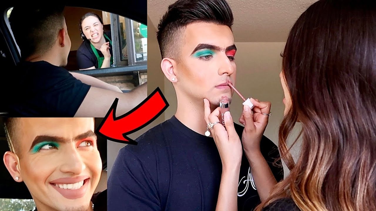 DOING MY BOYFRIENDS MAKEUP HORRIBLY TO SEE HOW PEOPLE REACT!! - YouTube