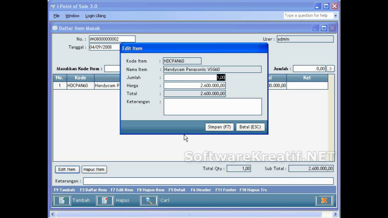 Tutorial 12 - Cara Mencatat Item Masuk Pada Program Toko iPOS 3.3/3.0 - YouTube