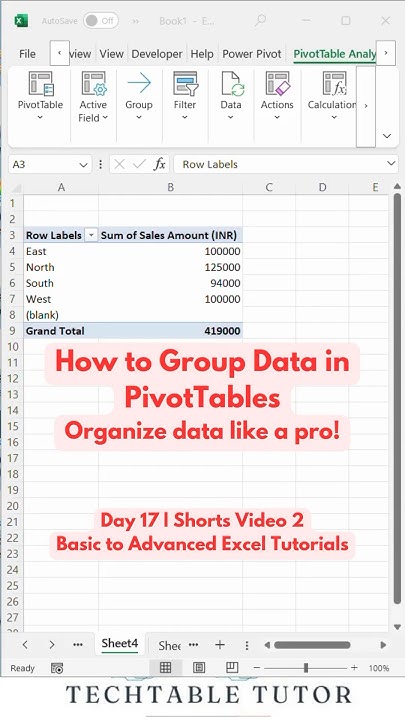 Group Data in PivotTables in MS Excel! Excel Tutorial Day 17, Video 2 #excel #exceltips # ...