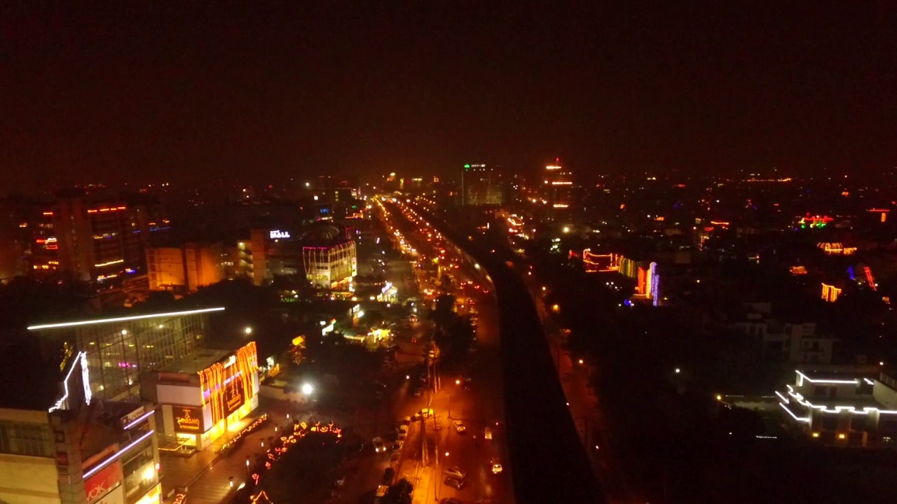 Aerial Stock footage India Night View of Gurgaon - YouTube