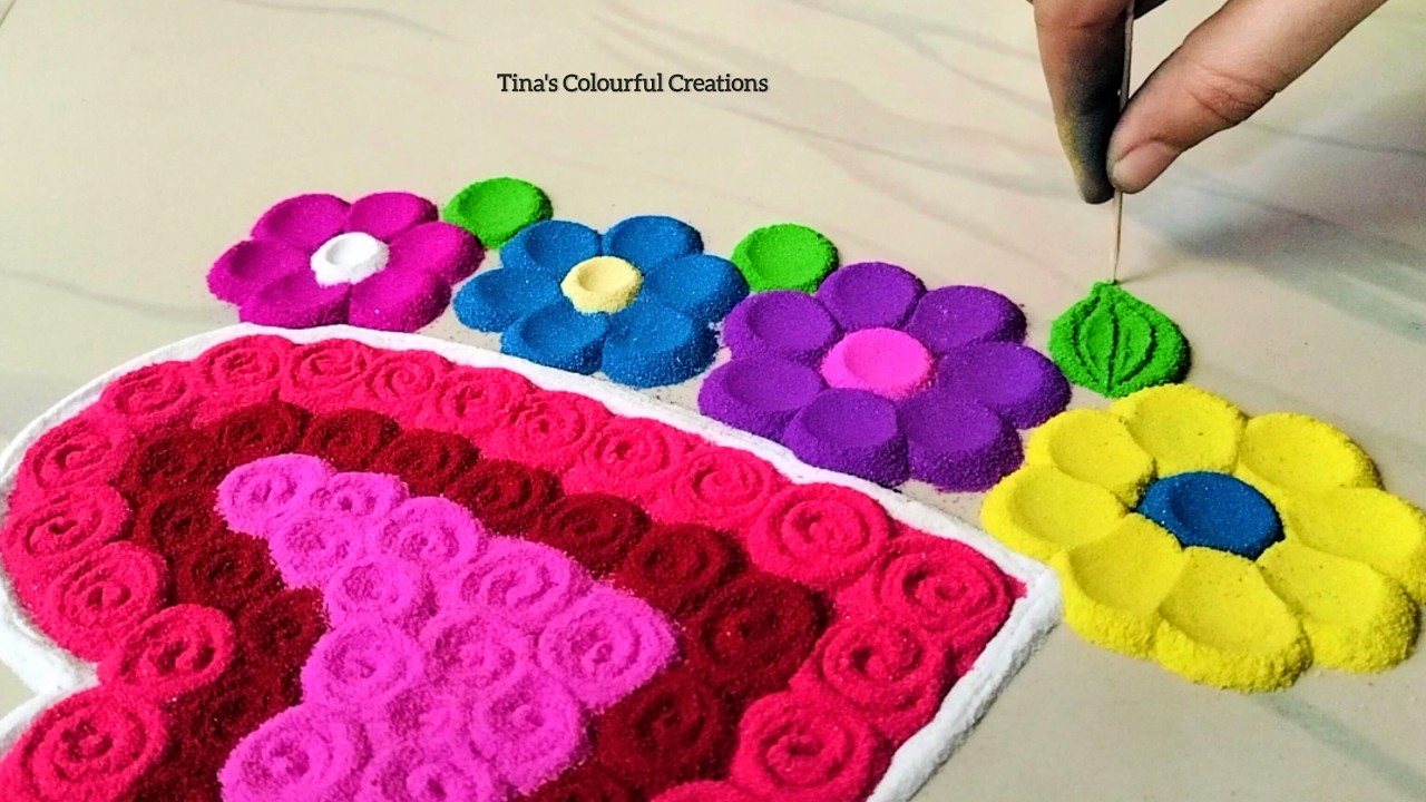 Attractive Heart Floral Rangoli Design For Valentine's Day | Special ...