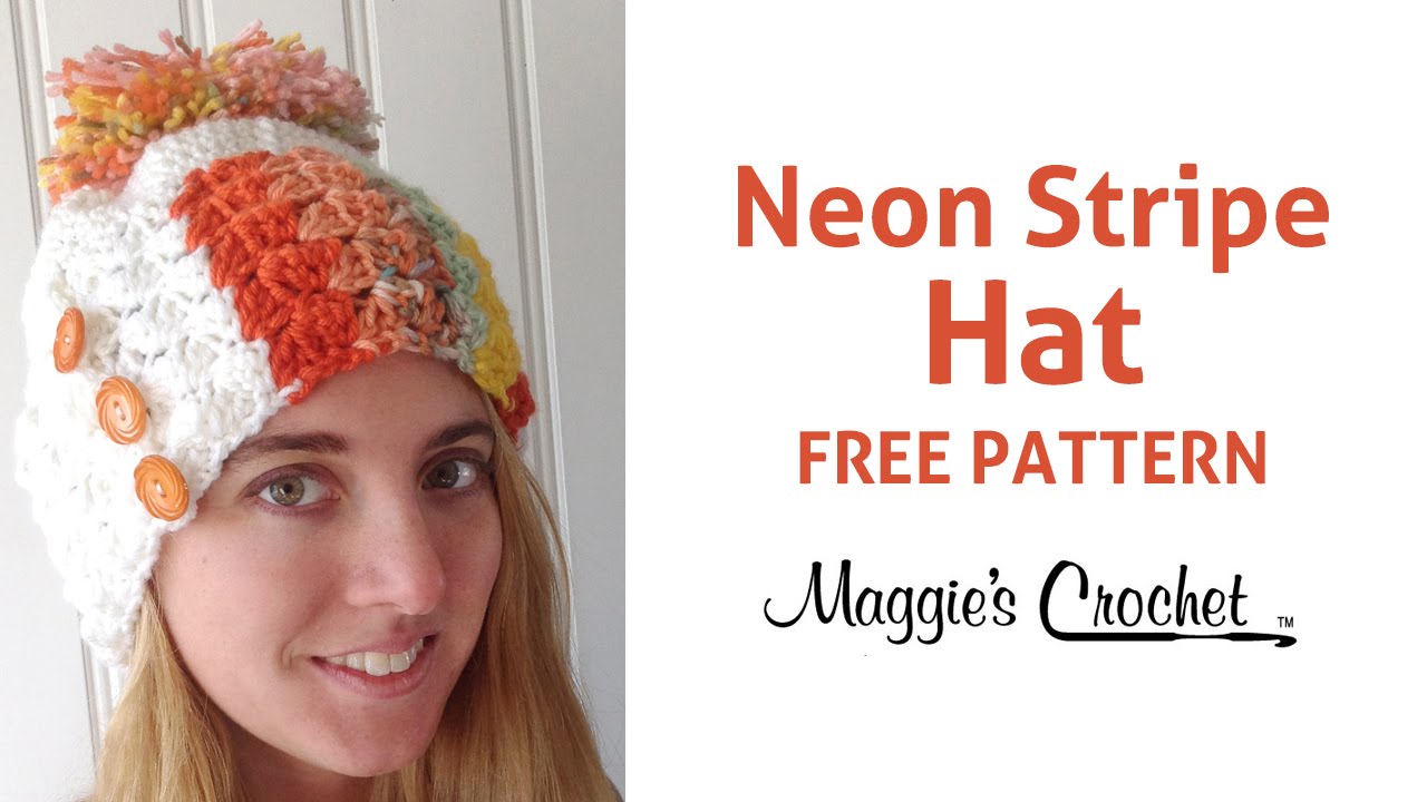 Deborah Norville Neon Stripe Hat Free Crochet Pattern - Right Handed ...