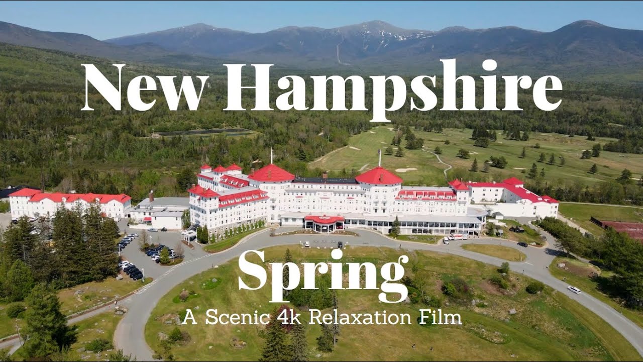New Hampshire 4k Aerial Relaxation Film. Spring time Scenery with ...