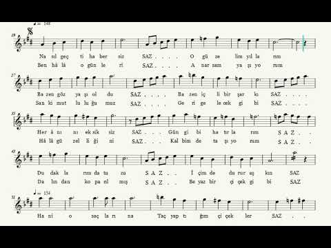 Nasıl Geçti Habersiz O güzelim Yıllarım - Nota Eşliğinde Karaoke (Ahenk: Kız Neyi - 4 Ses -B)