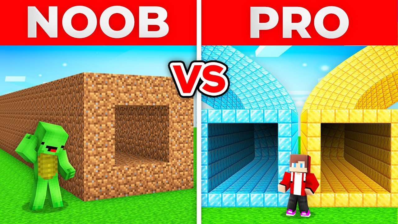 JJ And Mikey NOOB vs PRO NEW SPIRTAL TUNNEL of ALL SIZES DIRT vs DIAMOND in Minecraft Maizen ...