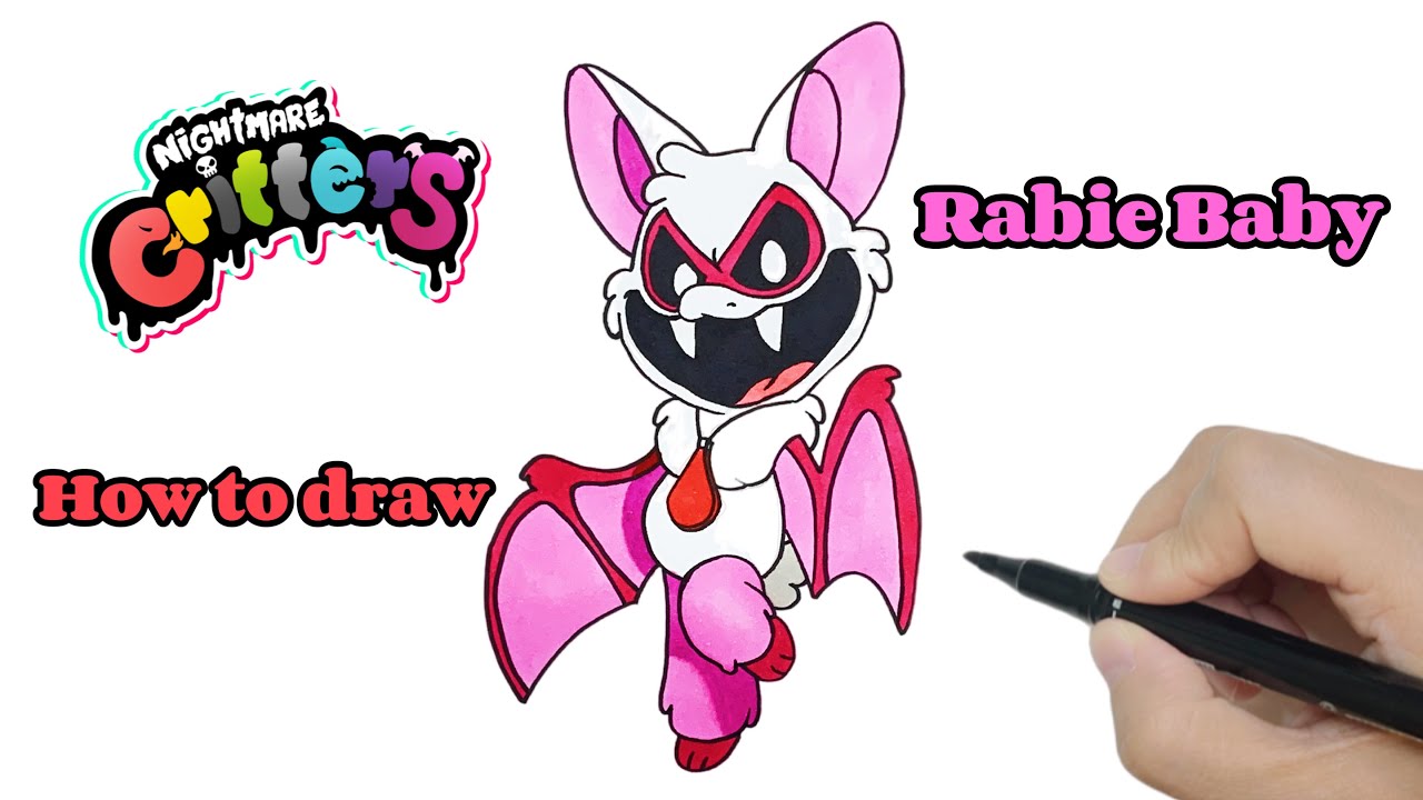 How to Draw Rabie Baby from Nightmare Critters with Colorful Markers ...