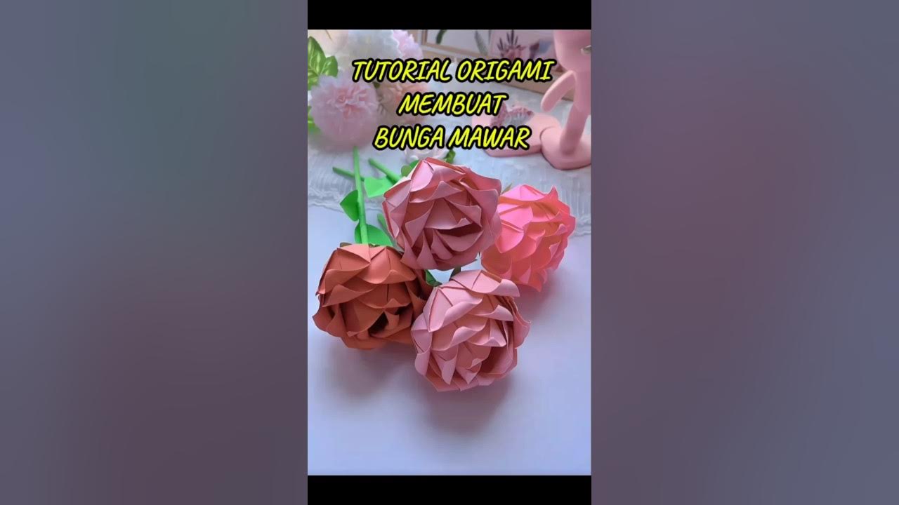 cara membuat origami bunga mawar #shorts #short - YouTube