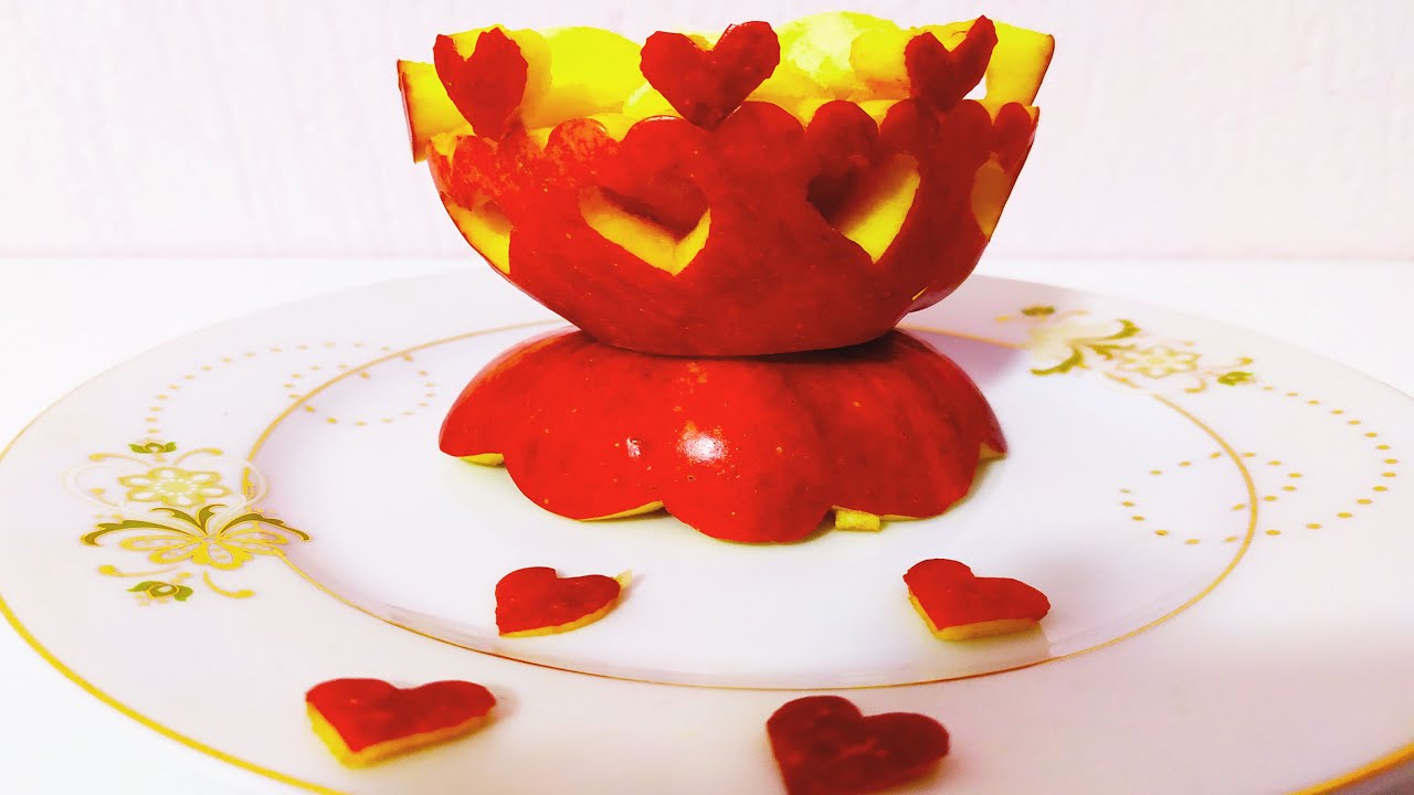 Handmade Love Apple Design | Apple Carving | Apple Decoration | Fruit ...