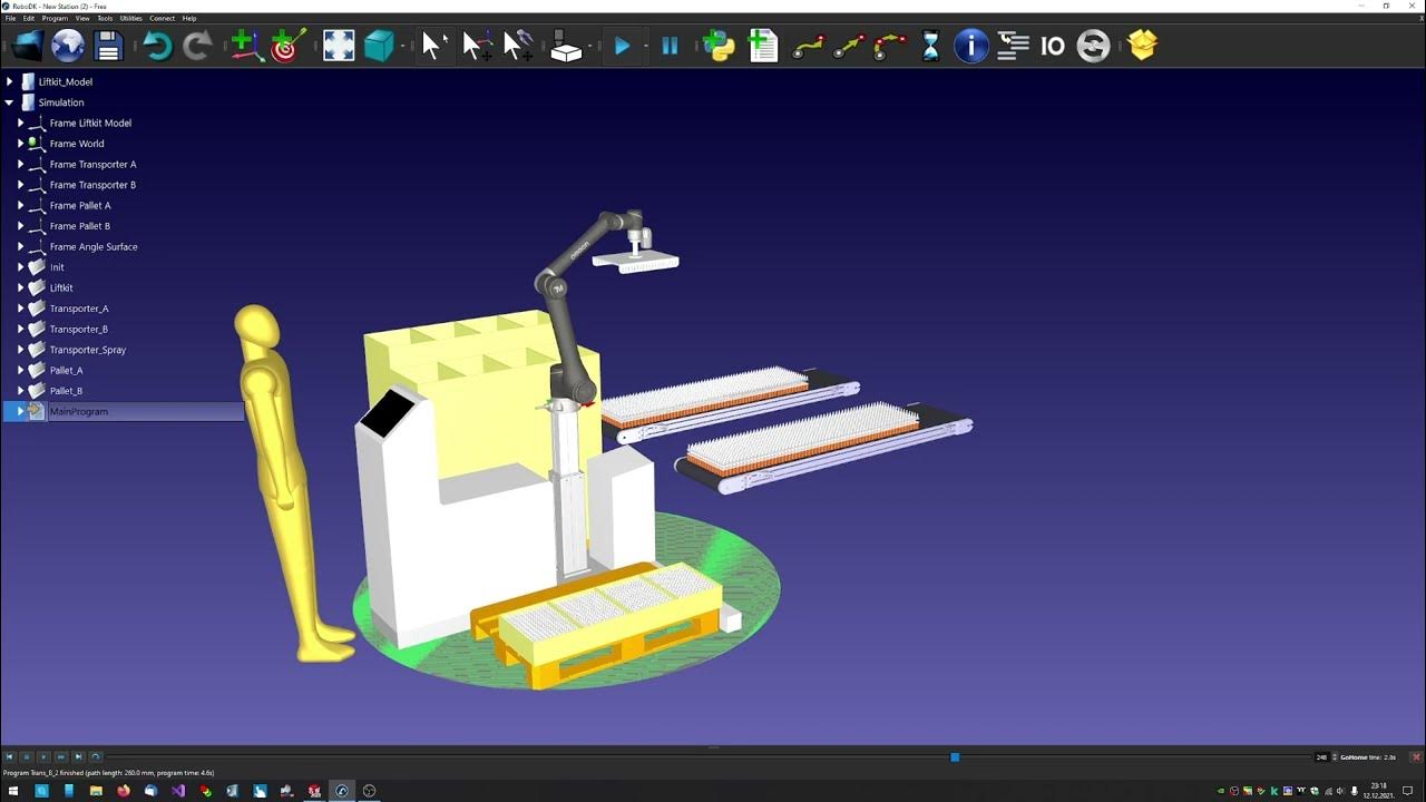 Pick and place simulation with Omron TM (Collaborative) robot with 7th axis using RoboDK - YouTube