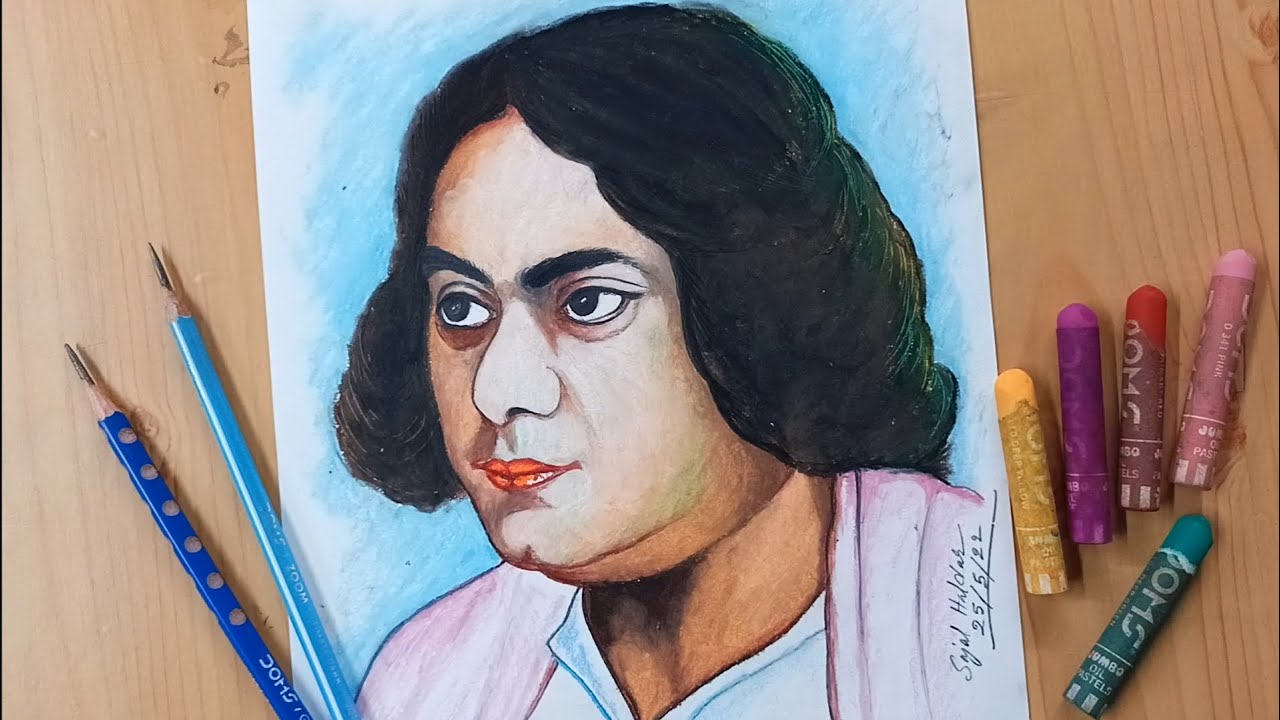 How to draw Kazi Nazrul Islam / Oil pastel colour drawing - YouTube