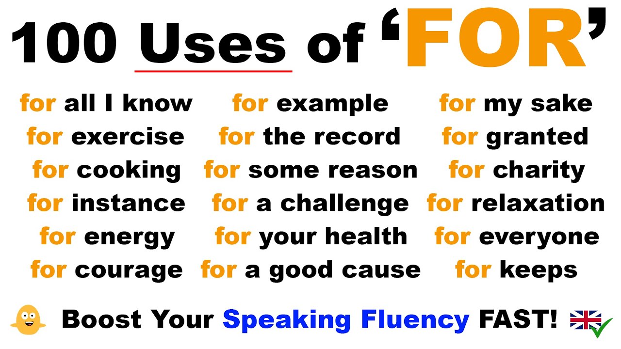 100 Uses of ‘FOR’ in English ⚡️ Boost Your Speaking Fluency FAST! - YouTube