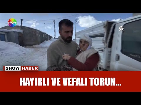 Babaannesini kucağında taşıdı!