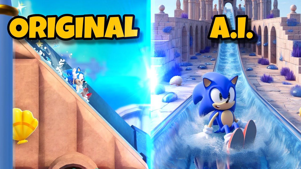 Sonic Superstars - Lagoon City Zone Act 2... but it's extended by AI ...