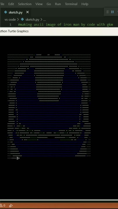 Making Iron Man Ascii Code Using Python Programming Pythontutorial Shorts Pythonprograming