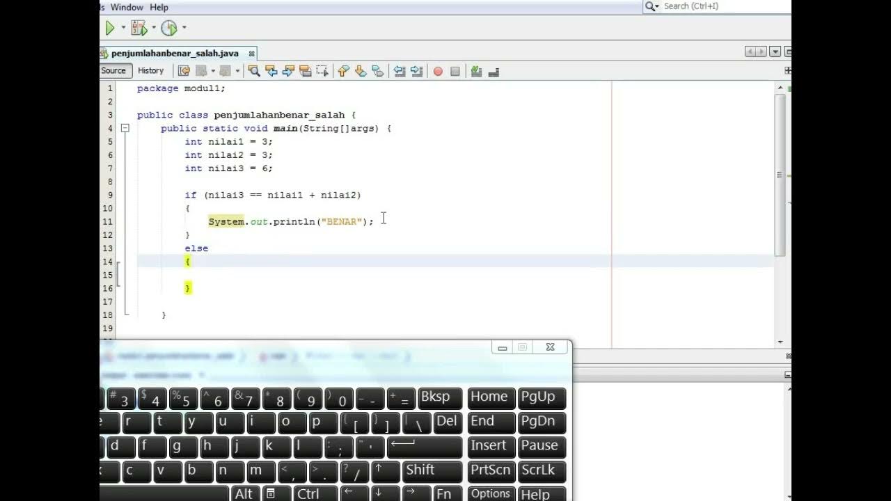 Pemrograman java di netbeans dasar if else text penjumlahan benar atau ...