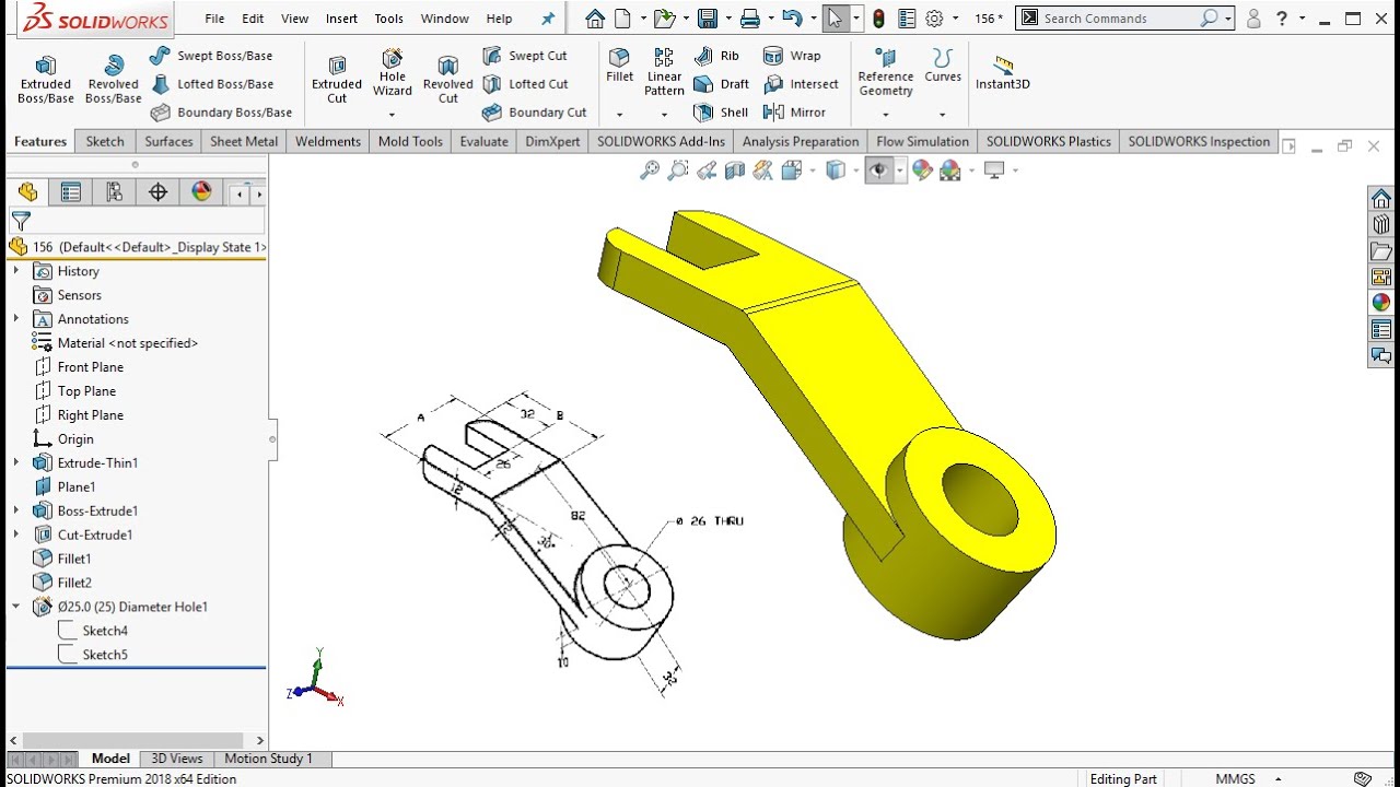 Solidworks Practice Exercise 21 | Making a Mid plane (Reference plane ...