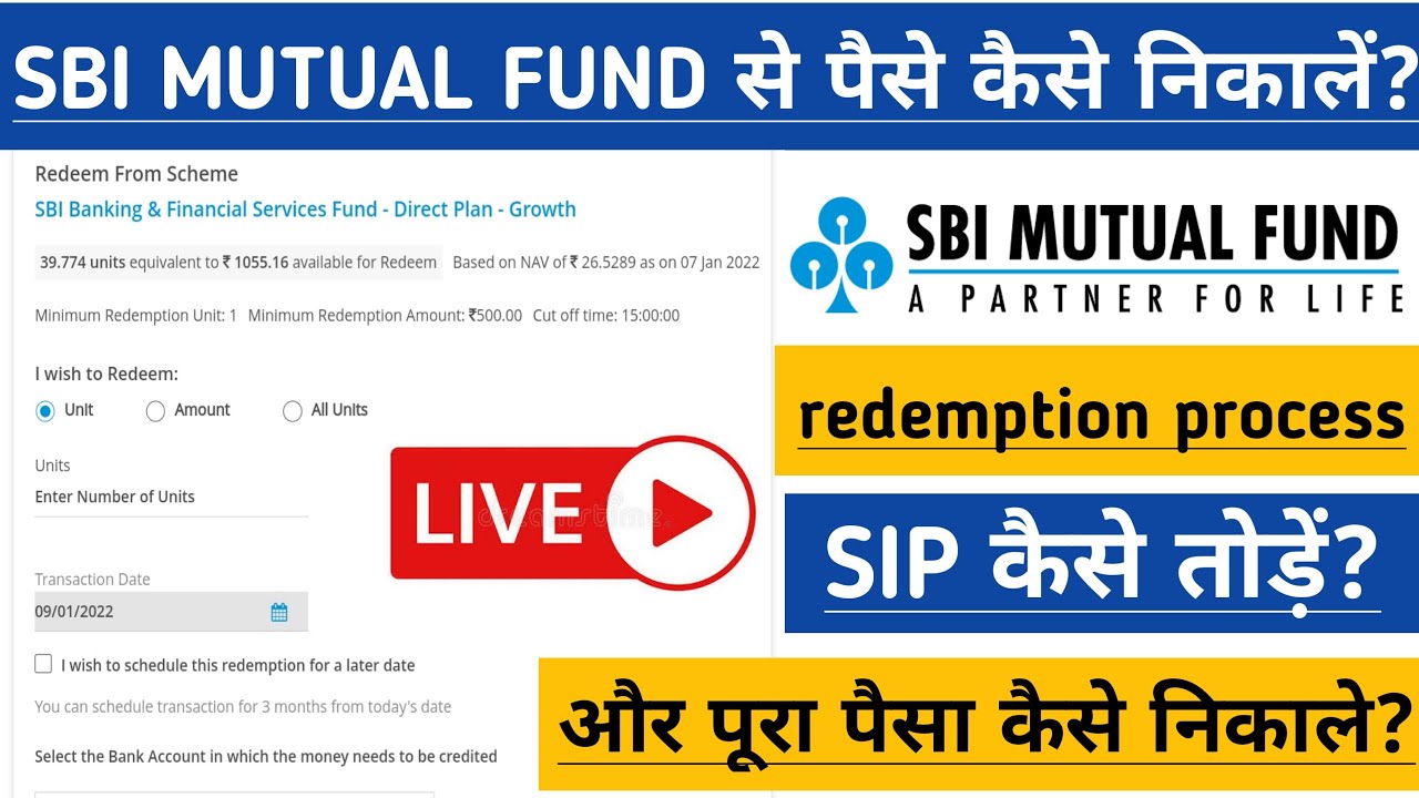 SBI Mutual Funds SIP Online Redemption Process - YouTube