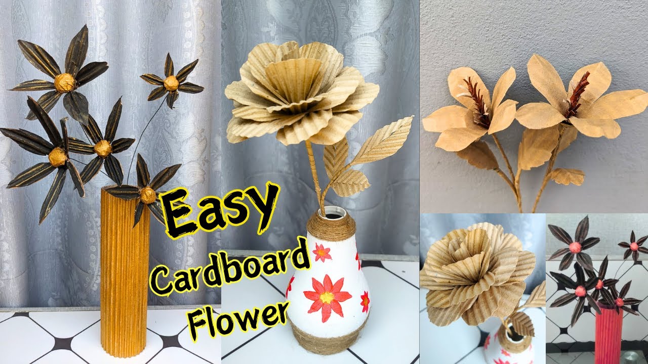 I Built a cardboard DIY Flower Vase // How to make Flower vase using ...