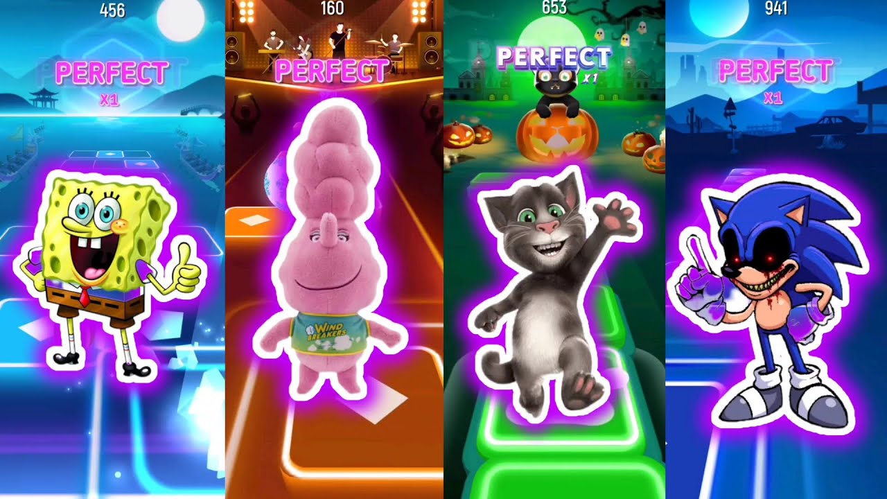 Tiles Hop EDM Rush ‼️ The SpongeBob 🆚 Elemental 🆚 Talking Tom 🆚 Sonic ...