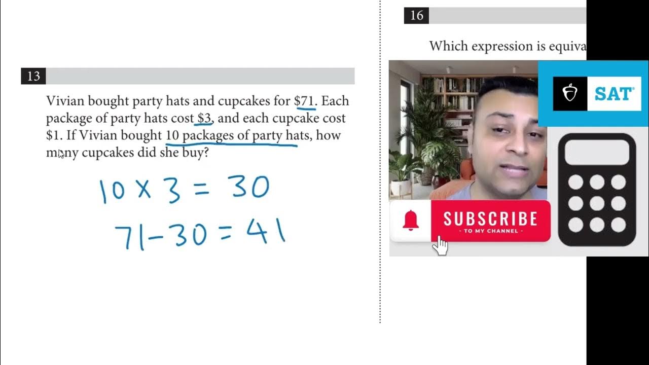 Digital SAT Math Practice Test 1 Module 1 - YouTube