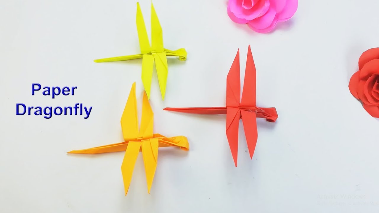 How To Make Paper Dragonfly l Origami Paper Dragonfly - YouTube