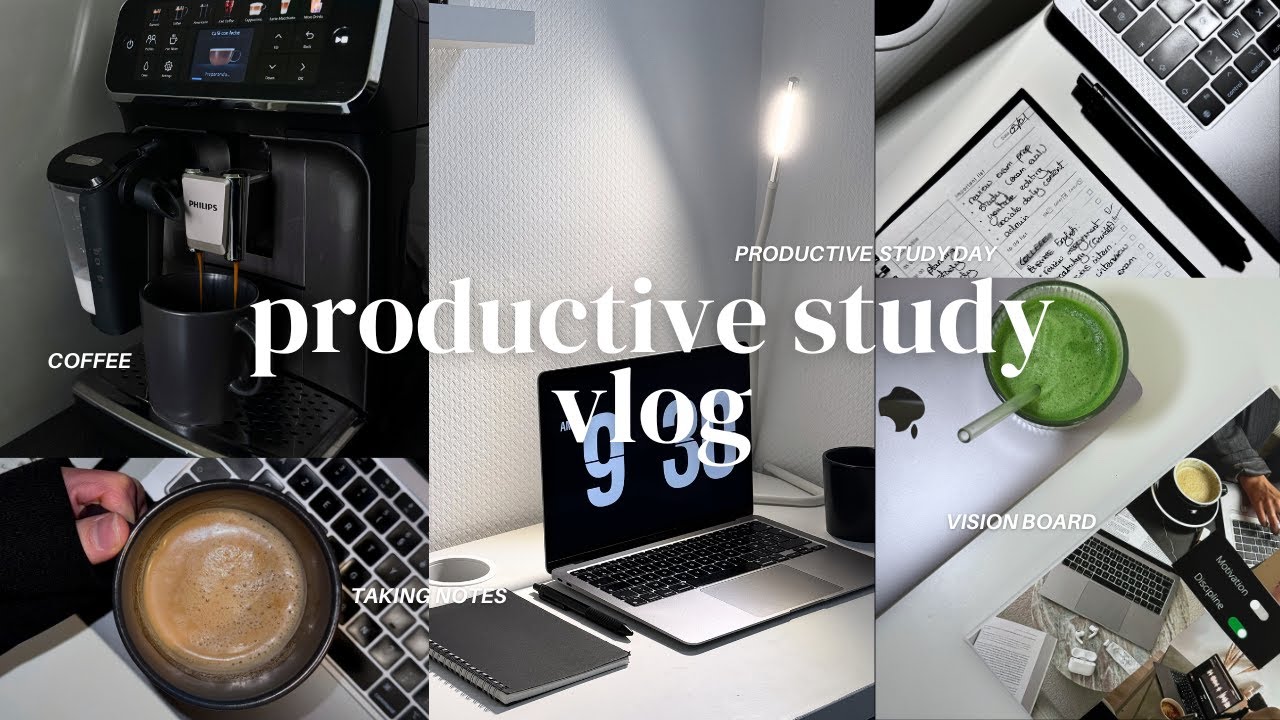 PRODUCTIVE study vlog | productive study day, note-taking, matcha at ...