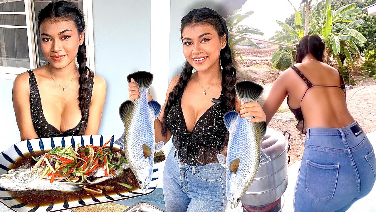 Thai Girl Cooking Steamed Fish With Ginger Soy Sauce | How To Cook Thai Food | Food Recipe - YouTube