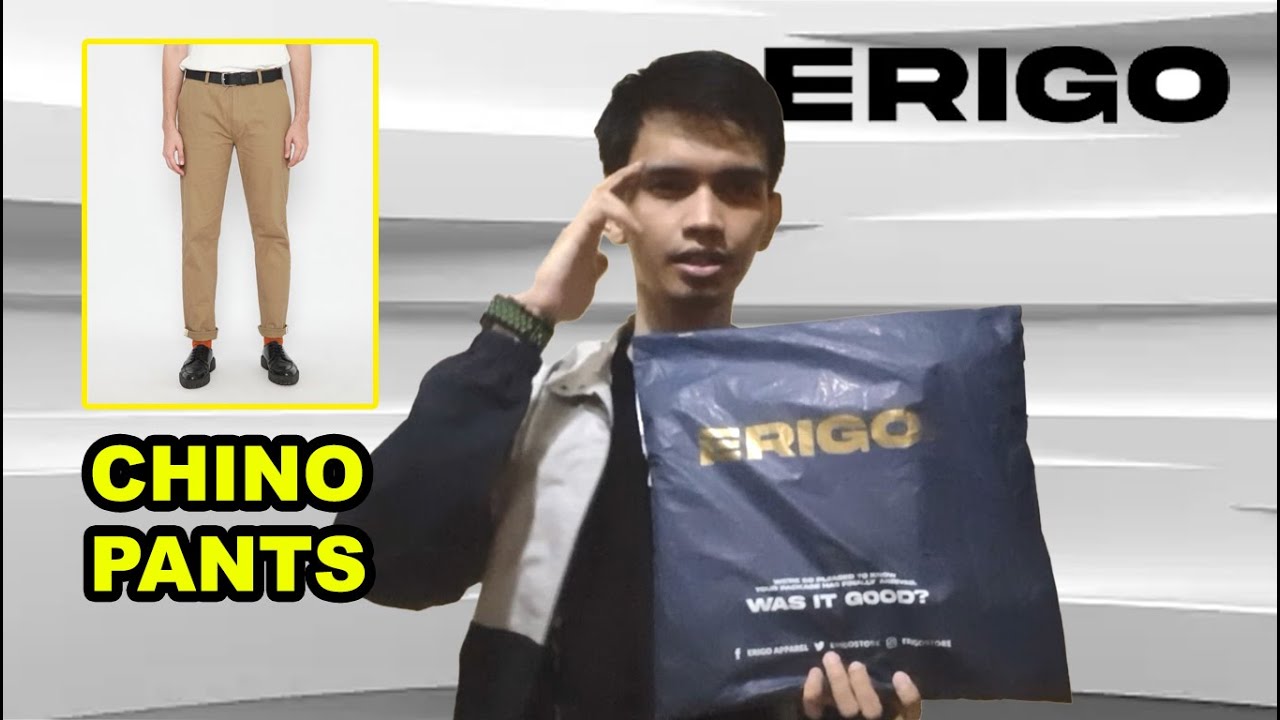CELANA CHINO PALING LARIS DI SHOPEE - UNBOXING ERIGO PANTS OLIVE - YouTube