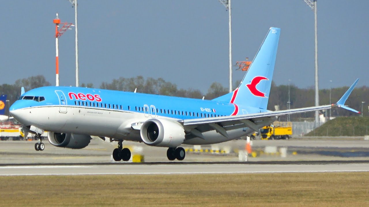 [4K] Neos Boeing 737-800MAX (EI-RZC) Arrival at Munich Airport! - YouTube