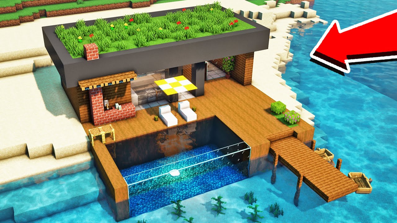 Minecraft - Como construir uma casa moderna de praia - YouTube