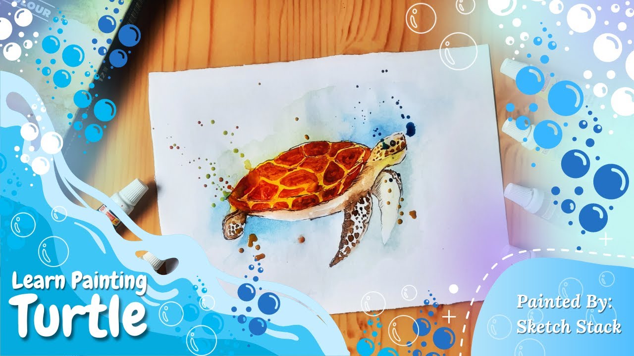 Sea Turtle painting tutorial | Turtle painting tutorial easy ...