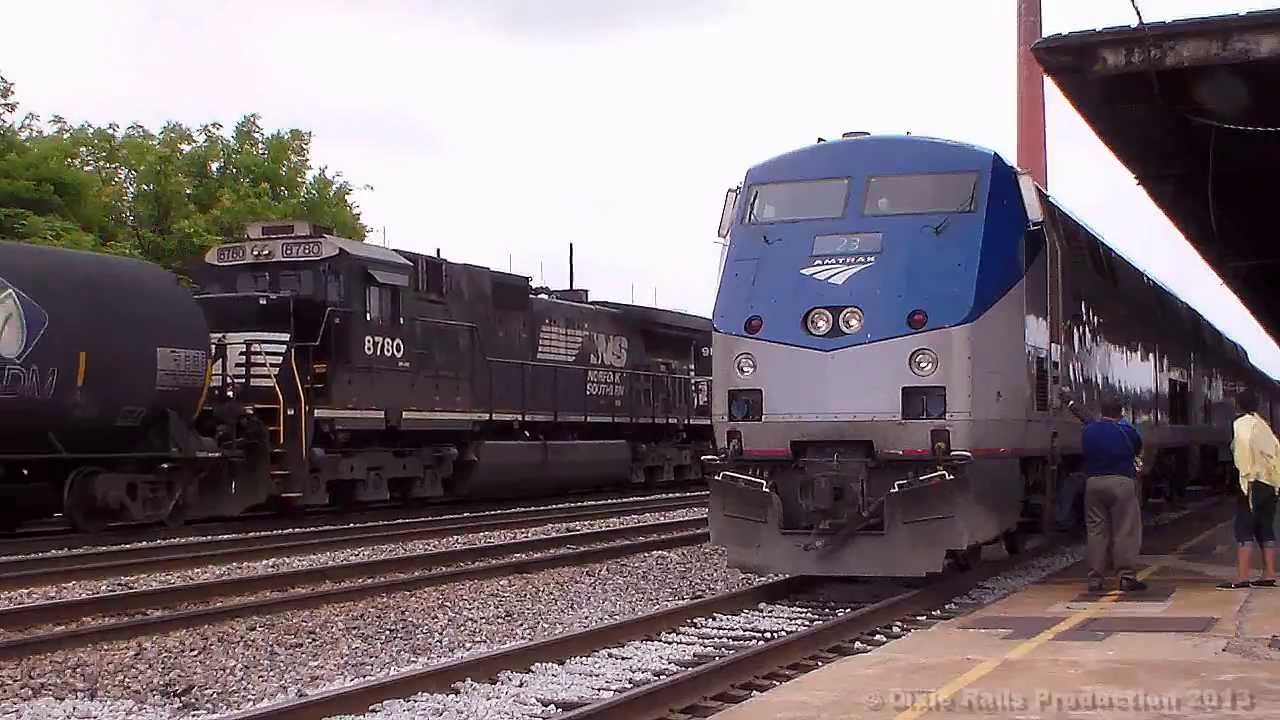 (HD) Amtrak 23 Leads AMTK #20 The Crescent at Birmingham Depot!! 5/19 ...