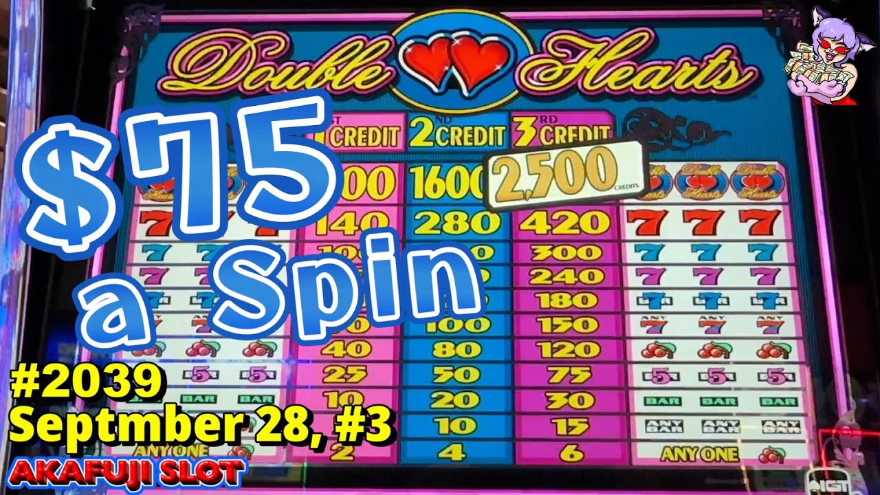 Double Hearts $25 Slot machine 3 Reel $75 a Spin Jackpot - YouTube