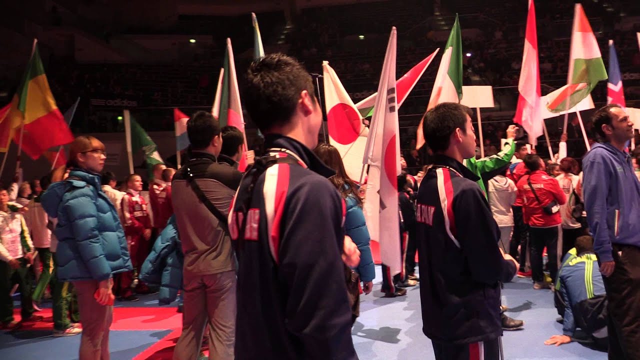 Teams saying hello - Opening ceremony of the 2014 World Karate ...