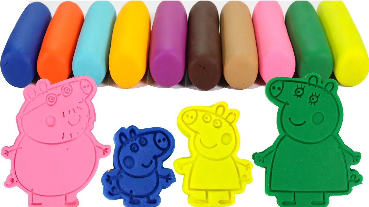 Peppa Pig Play Doh Molds & Learn Colors Surprise Toys with Daddy Pig ...
