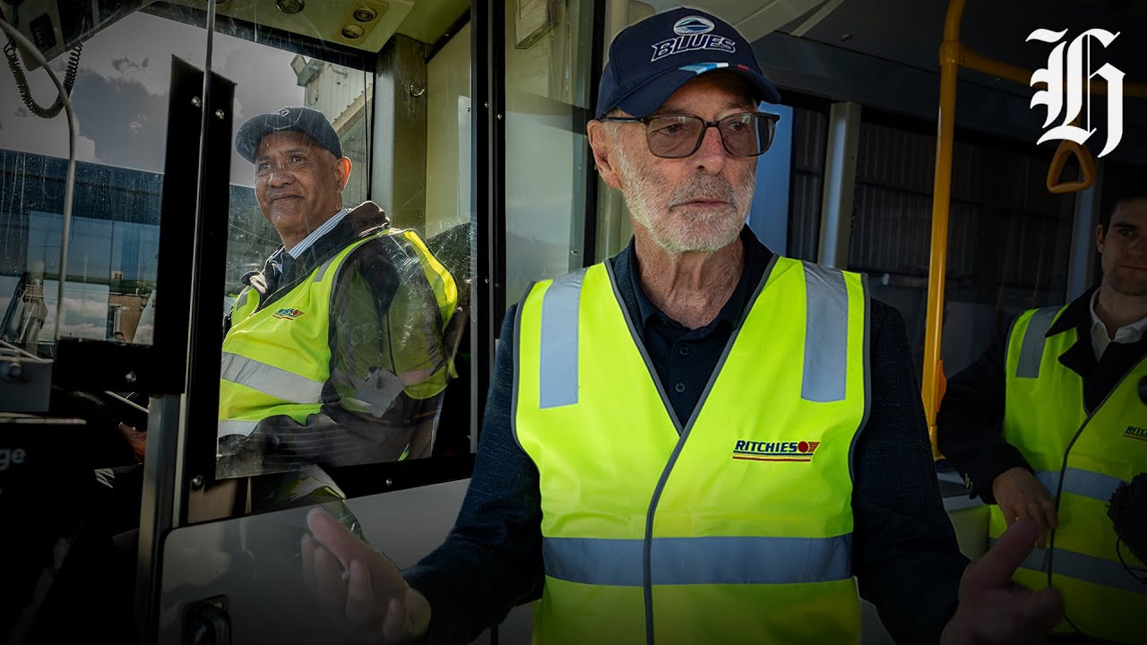 Wayne Brown unveils bus driver safety screens - YouTube