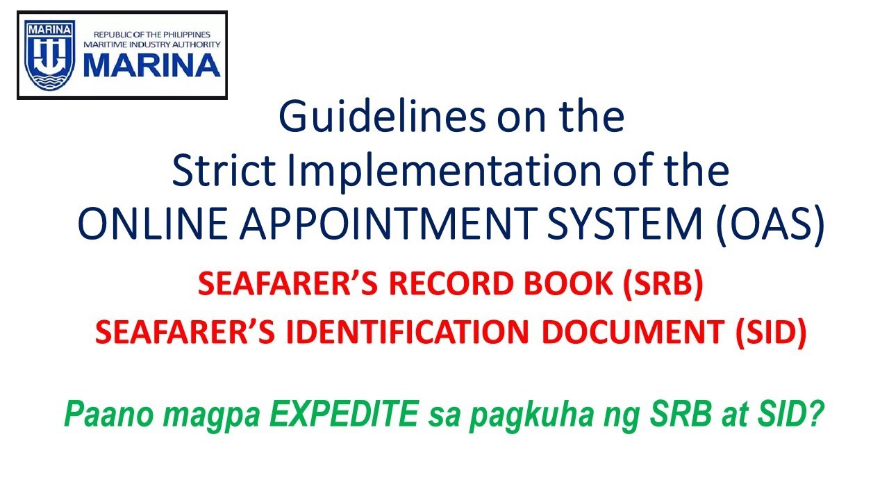 Online Appointment System: Seafarer's Record Book and Seafarer's ...