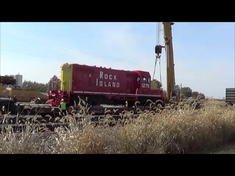 Crews Get Rock Island Engine Ready to be Lifted Up - YouTube