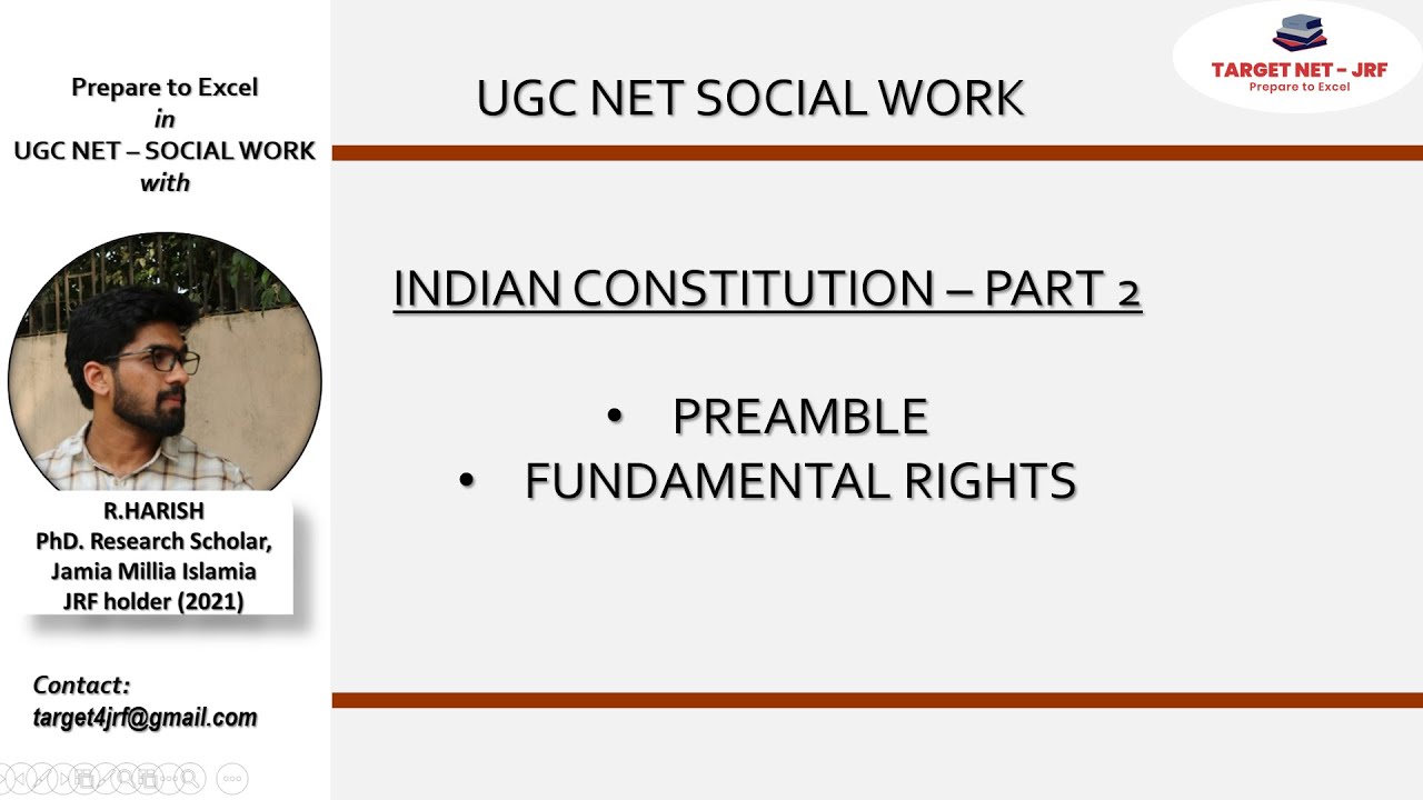 UGC NET SOCIAL WORK | UNIT - 8: INDIAN CONSTITUTION - PART 2 - YouTube