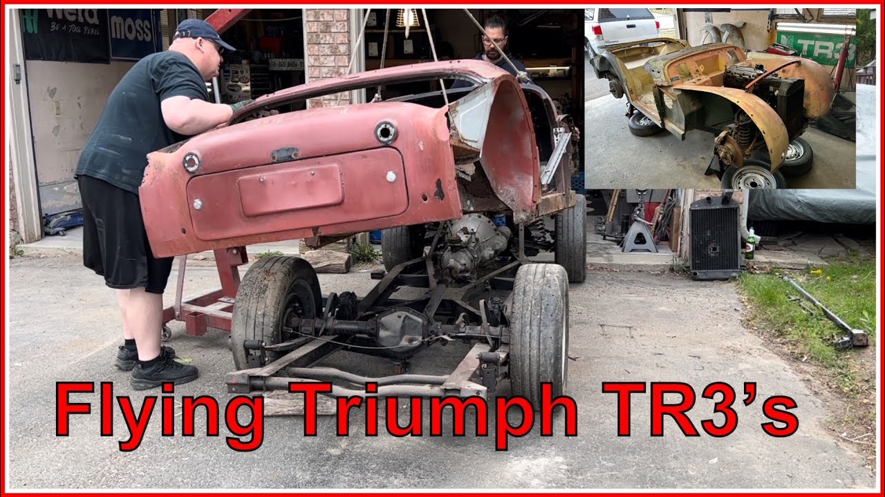 Flying Triumph TR3's...Chassis Swaps on The Triumph TR3 Projects - YouTube
