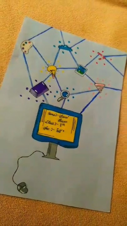 Computer front page design 🩵 #colourful #brushpen #frontpage #drawing # ...