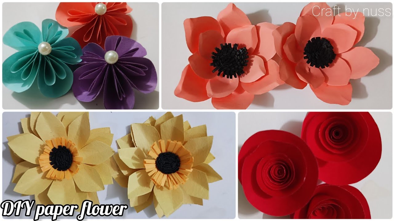 How To Make Paper Flower Easy 4 Different Type Of Paper Flower DIY how-to-make-paper-flower-easy-4-different-type-of-paper-flower-diy