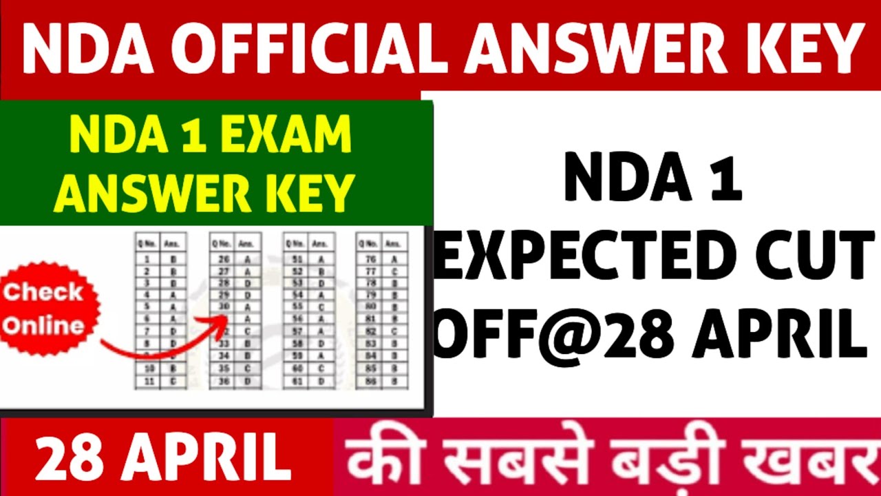 NDA 1 EXAM OFFICIAL ANSWER KEY 2024 | NDA EXAM EXPECTED CUT OFF 2024 ...