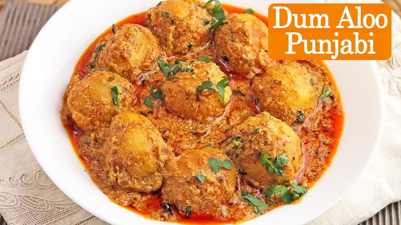 Dum Aloo Curry with Yogurt (curd) based Gravy - Restaurant Style Potato ...