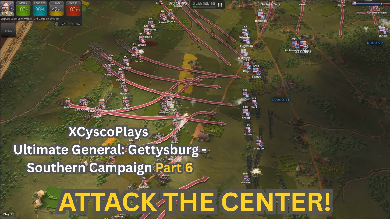 ATTACK THE UNION CENTER! | Ultimate General Gettysburg - Southern ...