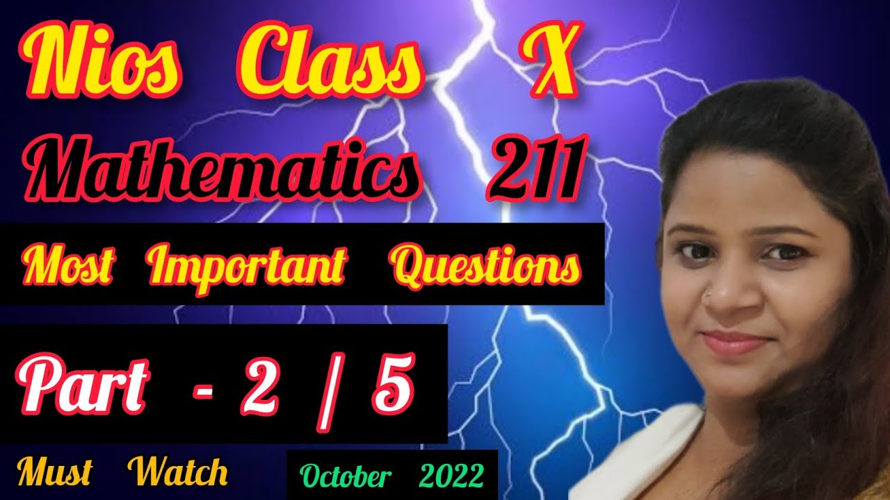 Nios Class 10th Mathematics 211 Important Questions With Solved Answers ...