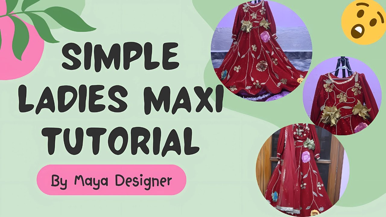 How to make unique red ladies maxi ready with 3D Flower || Maya ...